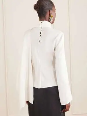 RÓHE Scarf-detailed Silk-twill Blouse - Cream