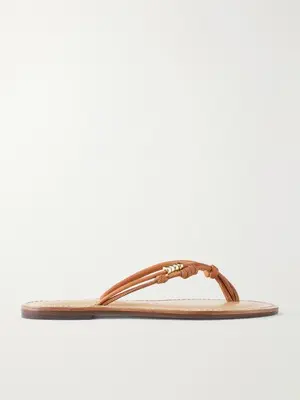 AMANU The Kiwayu Embellished Leather Sandals - Brown