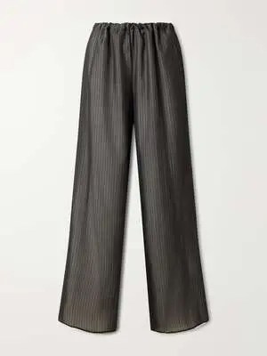 KALLMEYER Cairo Striped Silk And Cotton-poplin Wide-leg Pants - Black