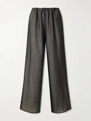 KALLMEYER Cairo Striped Silk And Cotton-poplin Wide-leg Pants - Black