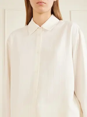 KALLMEYER Mollie" Sequin-embellished Striped Twill Shirt - Neutrals