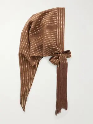 TALLER MARMO Casablanca Fringed Lurex Fil Coupé Silk-blend Chiffon Scarf - Metallic