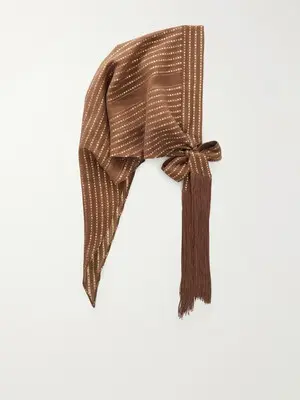 TALLER MARMO Casablanca Fringed Lurex Fil Coupé Silk-blend Chiffon Scarf - Metallic