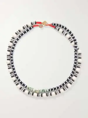 ROXANNE ASSOULIN The Salt & Pepper Set Of Two Agate Beaded Necklaces - Black