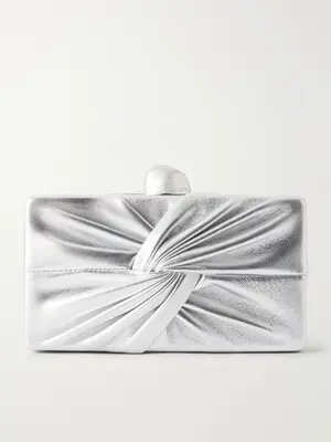 Cult Gaia Lisse Gathered Leather Clutch - Silver