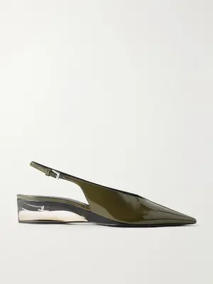 Alaïa Patent Leather Slingback Pumps - Green