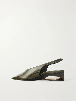 Alaïa Patent Leather Slingback Pumps With Transparent Wedge Heels