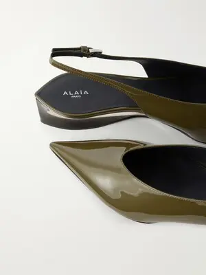 Alaïa Patent Leather Slingback Pumps With Transparent Wedge Heels