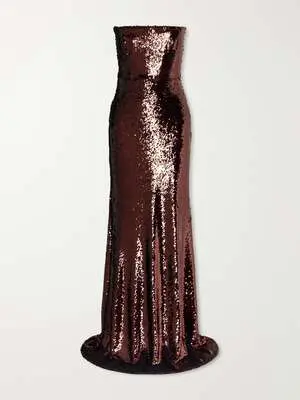 Alex Perry Sequin-embellished Gown - Brown