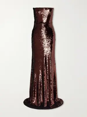Alex Perry Sequin-embellished Gown - Brown