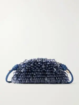 Cult Gaia Jaala Nano Beaded Leather Clutch - Blue