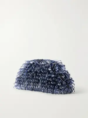 Cult Gaia Jaala Nano Beaded Leather Clutch - Blue
