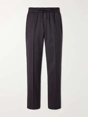 Brioni Asolo Straight-leg Wool Drawstring Trousers - Dark Gray