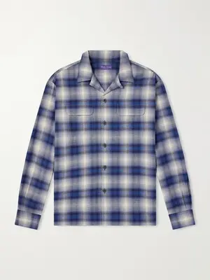 Ralph Lauren Purple Label Checked Cotton And Cashmere-blend Shirt
