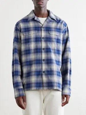 Ralph Lauren Purple Label Checked Cotton And Cashmere-blend Shirt
