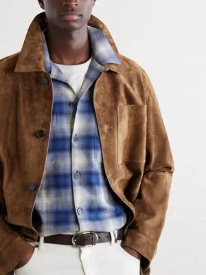 Ralph Lauren Purple Label Checked Cotton And Cashmere-blend Shirt