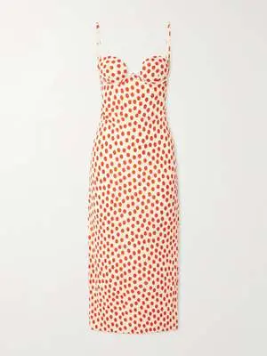 Alaïa Polka-dot Jersey Midi Dress - Red