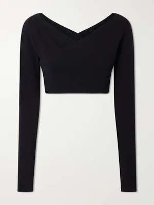 Alaïa Cotton-blend Stretch-crepe Cropped Top