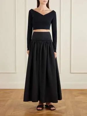 Alaïa Cotton-blend Stretch-crepe Cropped Top