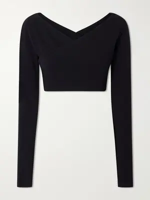 Alaïa Cropped Cotton-blend Crepe Top