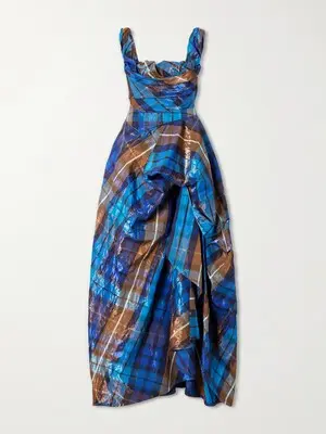 VIVIENNE WESTWOOD Asymmetric Checked Organza-cloqué Gown
