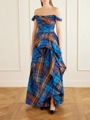 VIVIENNE WESTWOOD Asymmetric Checked Organza-cloqué Gown