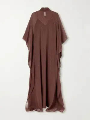 TALLER MARMO Muscat Lurex Fil Coupé Silk-blend Chiffon Gown - Brown