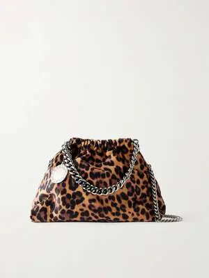 Stella McCartney Falabella Mini Leopard-print Velvet Drawstring Bag