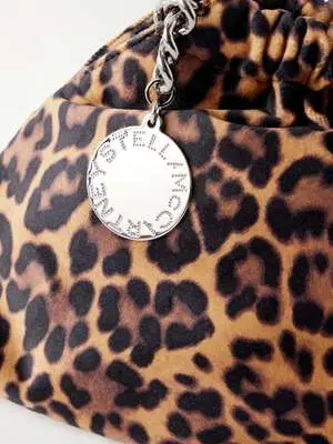 Stella McCartney Falabella Mini Leopard-print Velvet Drawstring Bag