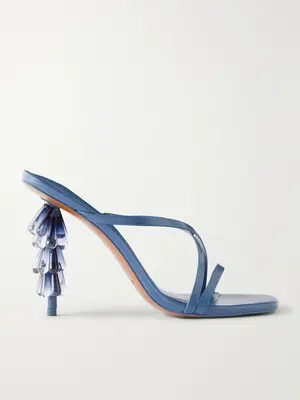 Cult Gaia Sage 90mm Stiletto Heeled Leather Sandals With Bead Embellishments - Blue