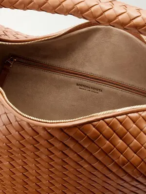Bottega Veneta Maxi Veneta Intrecciato Leather Shoulder Bag - Brown