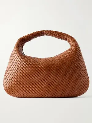 Bottega Veneta Maxi Veneta Intrecciato Leather Shoulder Bag - Brown
