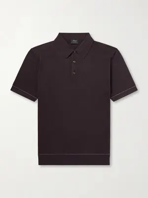 Brioni Cotton-piqué Polo Shirt - Brown