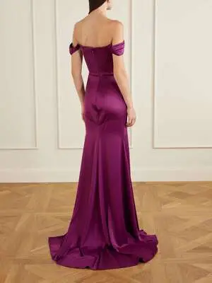 Alex Perry Satin Off-the-shoulder Gown
