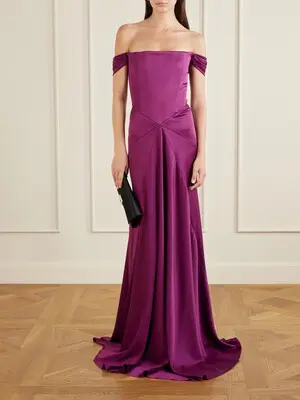 Alex Perry Satin Off-the-shoulder Gown