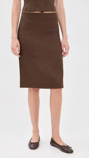 REFORMATION Fleur Linen Skirt - Pinecone
