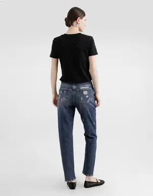 Dolce & Gabbana Distressed Jersey T-shirt With Logo Tag