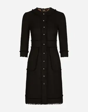 Dolce & Gabbana Raschel Tweed Midi Dress - Black