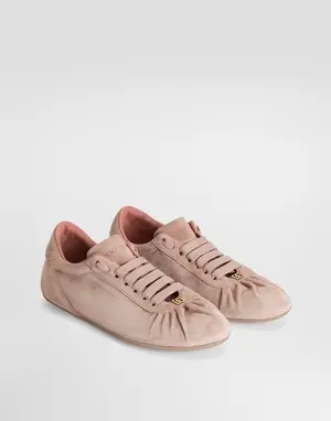 Dolce & Gabbana Ballet Sneakers In Split Calfskin - Pink