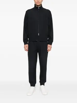 Emporio Armani Cotton Blend Zipped Sweatshirt With Textured Finish