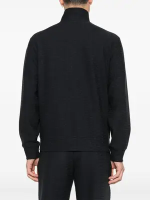 Emporio Armani Cotton Blend Zipped Sweatshirt With Textured Finish