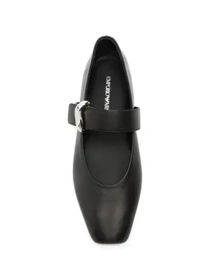 Emporio Armani Leather Ballet Flats With Buckle Detail