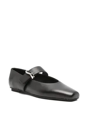 Emporio Armani Leather Ballet Flats With Buckle Detail
