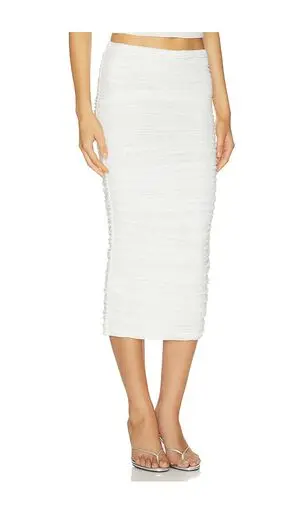 SEROYA Pia Mesh Midi Skirt In Ivory
