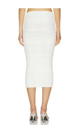 SEROYA Pia Mesh Midi Skirt In Ivory