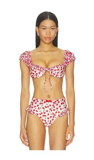 Agua Bendita Lupita Cherish Bikini Top In Red - Multicolor