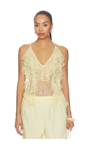 Tularosa Salone Lace Top With Ruffled Trim