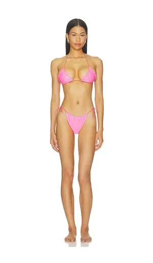 NARANJA FURCADO Latex Splash Barbie Triangle Bikini Set