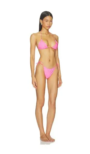NARANJA FURCADO Latex Splash Barbie Triangle Bikini Set