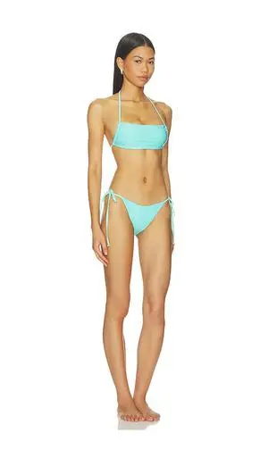 NARANJA FURCADO Latex Tube Halter Bikini Set